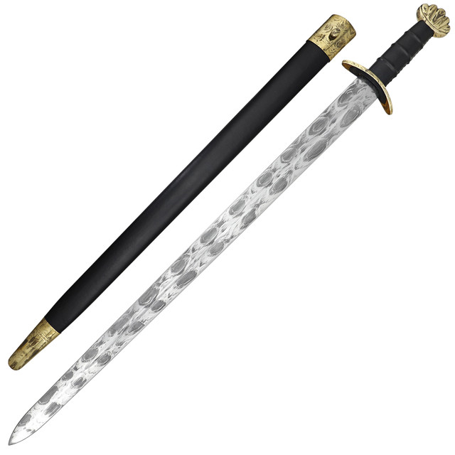 Daring Champion EN45 Steel Blade w/ Black Leather Handle & Scabbard ...
