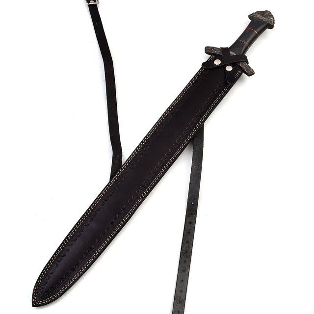 Steel Sword with Fuller – Sharp Blade and Premium Leather Sheath