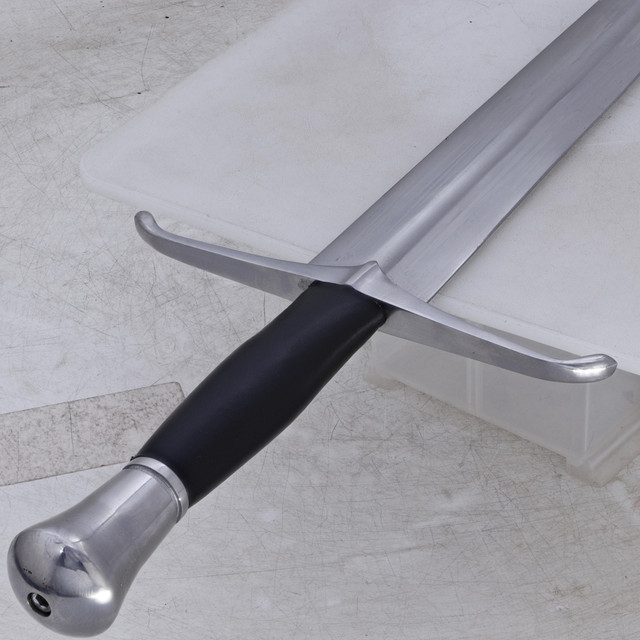 Medieval Battle Ready Double Edge Sword with Black Leather Scabbard