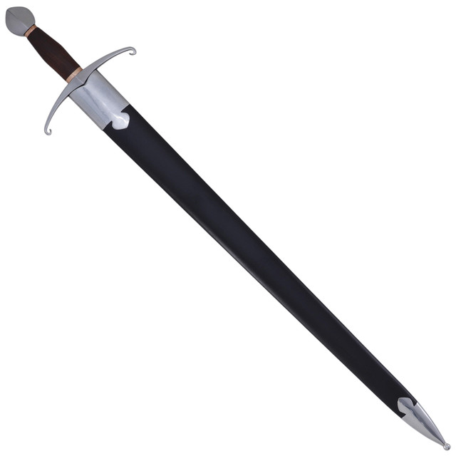 Medieval Hand Forged Double Edge Sword with Leather Scabbard – EN45 Steel