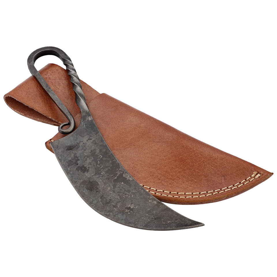 Medieval Hand Forged Scandinavian Pocket Neck Knife | Brown Sheath