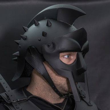 Roman Spiked Gladiator Helmet – Black Edition | Inspired by the ...