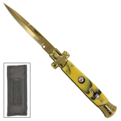 Italian Milano Gold Finger Automatic Stiletto Knife – Tuscan Sun Handle