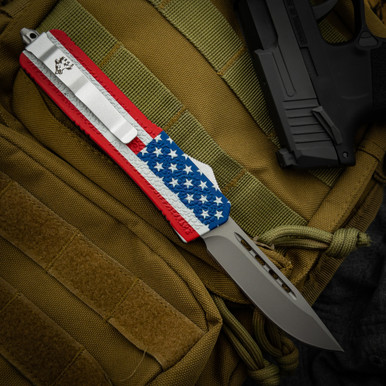 The Best OTF Pocket Knife – American Flag Design with Stainless Steel Blade