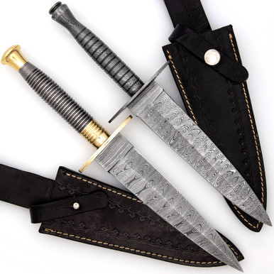 Full Damascus Steel Commando Knife | Pattern Welded Steel Full Tang ...