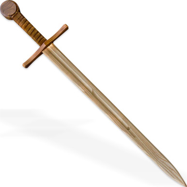 Medieval Wooden Training Sword - Walnut Brown | Beech Wood w/ Leather ...