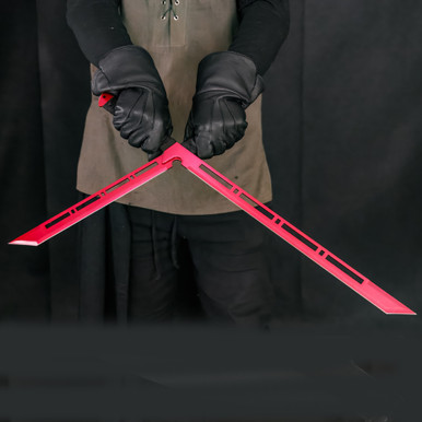 Blood Moon Full Tang Dual Ninjato Short Sword Set – Neon Red Cyberpunk ...