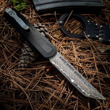 Webs We Weave Damascus Steel Dual Action OTF Pocket Knife | Tanto Blade