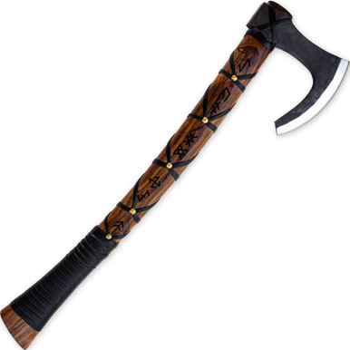 Shade Blaze Hand Forged Viking Bearded Skeggøx Axe with Rune Engravings