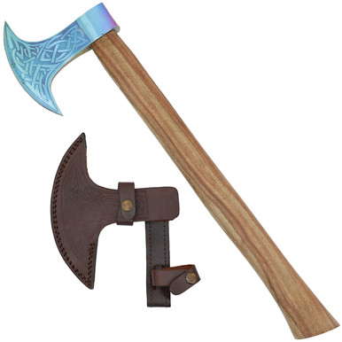 Viking Dragon Slayer Norse Dane Battle Axe | Titanium Colored Axe Head