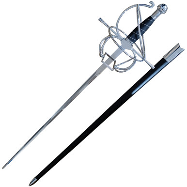 Elegant Renaissance Rapier Swept Hilt Sword with Spiral Design and PU ...