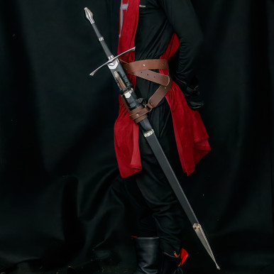 51" Fantasy Replica Sword with Leather-Wrapped Handle and Scabbard