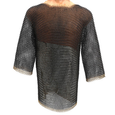 Medieval Half Sleeve Habergeon Chainmail - Medium, Large and Extra Large | Black & Gold Butted ...
