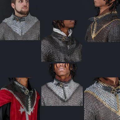 Riveted Chainmail Armor Collar | Suede Leather Lining | Adjustable ...
