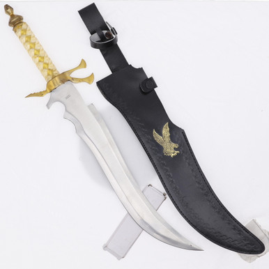 Ornate Arabian Scimitar Sword with Eagle Sheath and Gold Twisted Handle