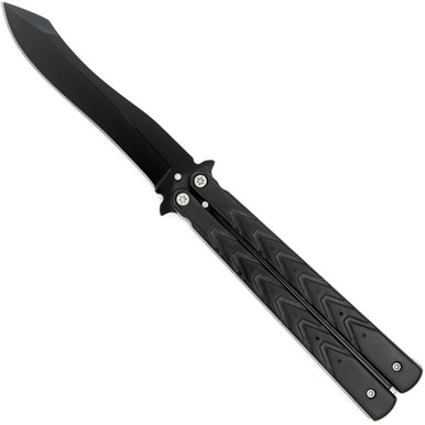 Black Butterfly Balisong Knife with Hard ABS Sheath | Spey Point Blade ...