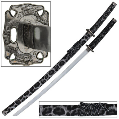 Snow Leopard Japanese Samurai Katana Sword