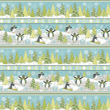Wilmington Prints - Playful Penguins Flannel - Repeating Stripe, Multi ...