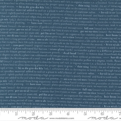 Moda - Flower Pot - Text, Navy - Lancaster Home & Fabric