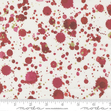 Moda - Comfort & Joy - Splatter Dots, Cloud/Red - Lancaster Home & Fabric