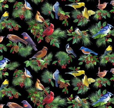 Elizabeth Studio - Birds & Berries - Colorful Birds, Black - Lancaster ...