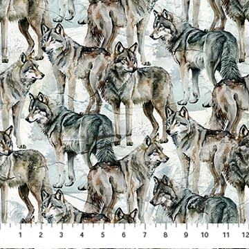 Northcott - Lone Wolf - Wolves, Blue/Grey - Lancaster Home & Fabric