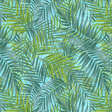 Blank Quilting - Flock Star - Tropical Leaves, Aqua - Lancaster Home ...