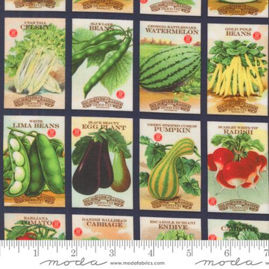 Moda - Farm And Garden - Seed Packets, Indigo - Lancaster Home & Fabric