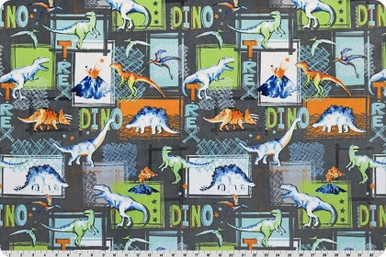 Shannon Fabrics - Cuddle Prints - T-Rex Cuddle, Graphite - Lancaster ...