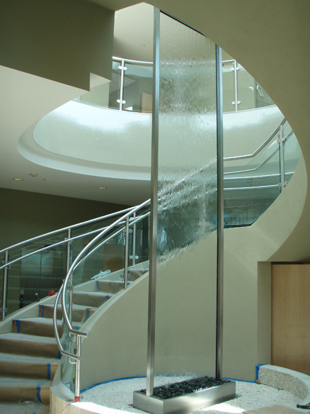 Custom Glass Waterfall | Indoor Standing Water Feature