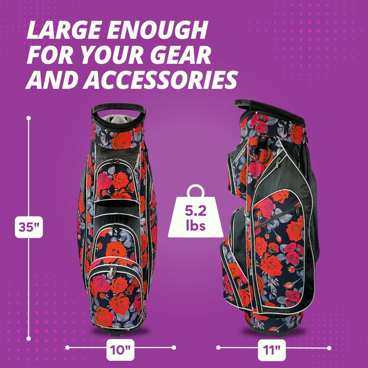 Taboo Golf 14-Way Golf Cart Bag with Cooler | Red Roses