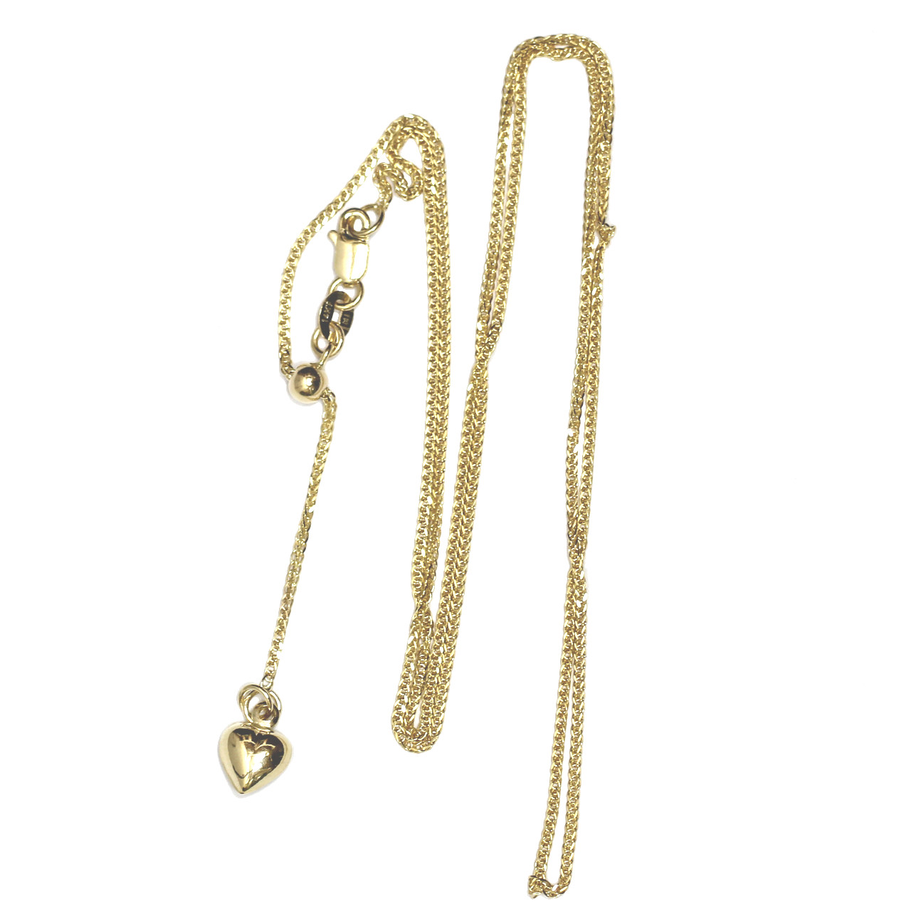 14kt yellow Gold ADJUSTABLE foxtail Chain 20" All in 1 Easy slide and ...