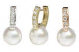 Akoya Round Cultured Pearl Diamond Drop Earrings- Seven Seas pearls