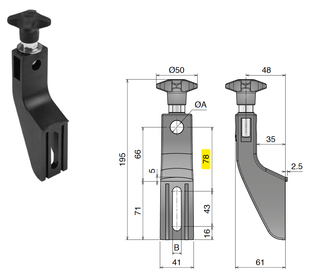 Guide Bracket - Small. Ø12, Ø10.5 Mounting Slot - Arnott Handling