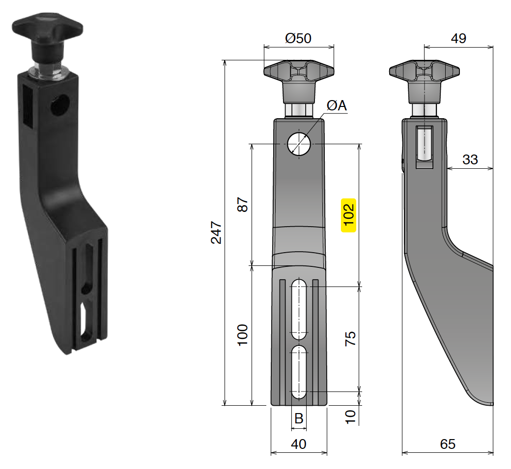 Guide Bracket - Large. Ø12, Ø10.5 Mounting Slots - Arnott Handling