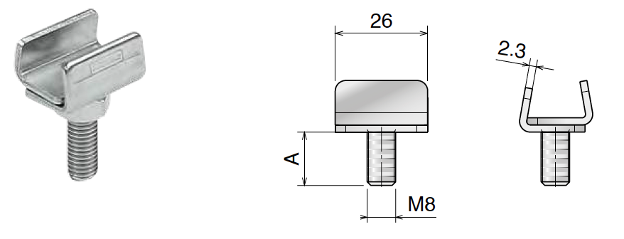 Connecting Element For Connical Side Guide - M8 x 26mm - Arnott Handling
