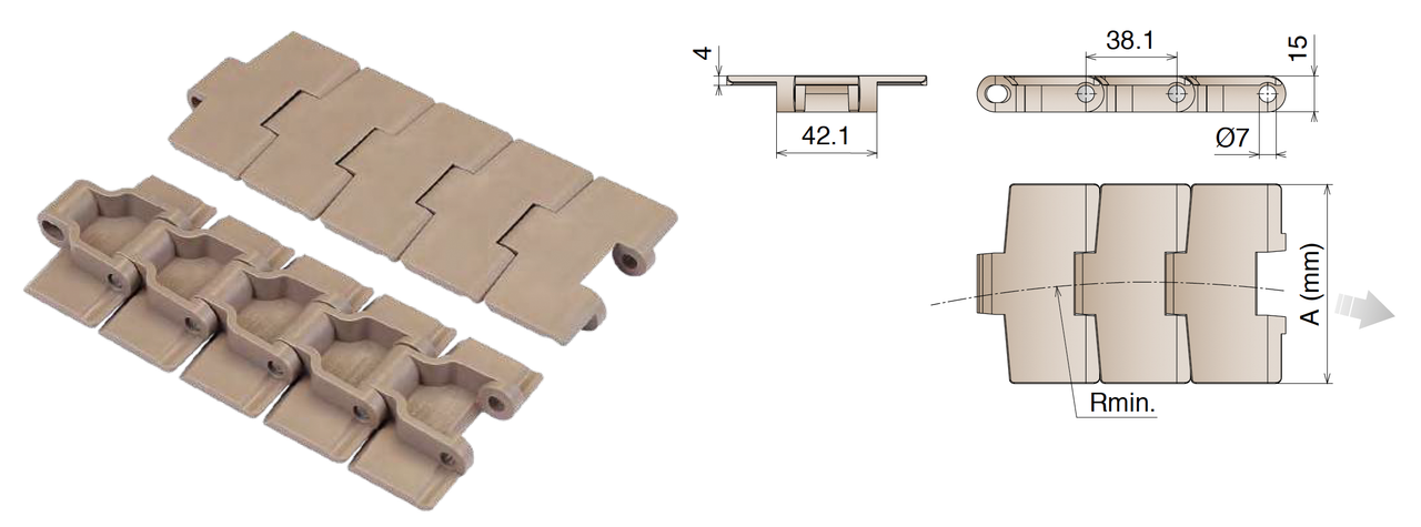 Sideflexing Magnetic System Acetal Chain LF 880 M K325 - 82.5mm wide ...
