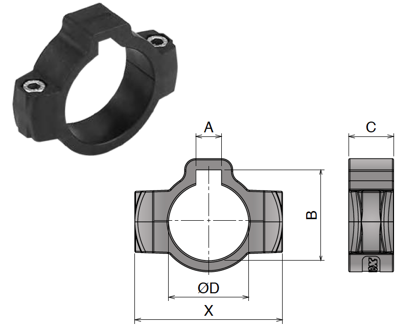 Split Locking Collar With Keyway - Ø30mm - Arnott Handling