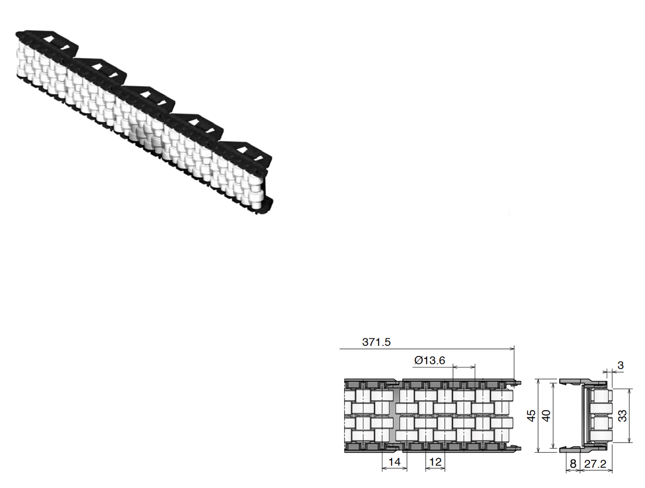 Flexible Roller Guide, 45mm High, Type B For Use With 40 x 8mm Bar ...