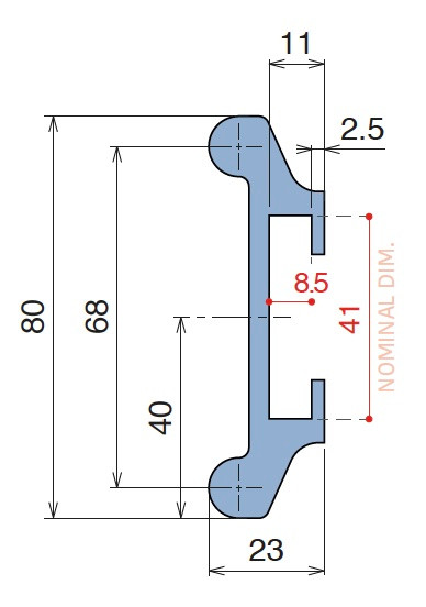 Side Guide H=80mm BluLub L=10ft/3m - Arnott Handling