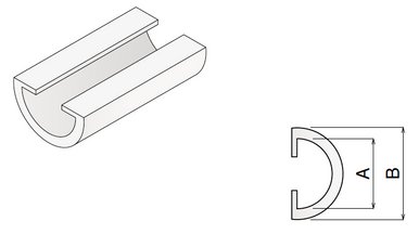 Half Round Snap-on Extruded PE Profile, 16 X 20mm, 3m Length - Arnott ...