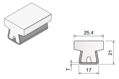 T-shape (25.4mm) Conical Guide Rail, 1.5mm Profile, 3m Length - Arnott ...