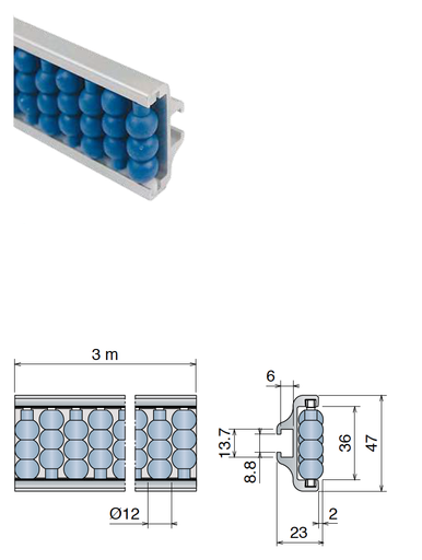 Side Roller Guide Type A, 3m Long - Arnott Handling