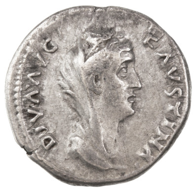 Faustina I Senior AR Denarius, Very Fine, RARE, After 141 C.E.