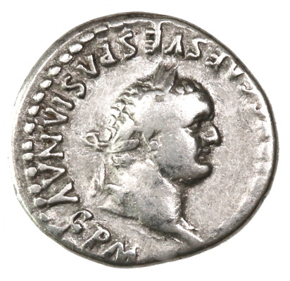 Titus AR Denarius, Judaea Capta, GF/VF, 80 C.E.