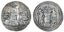 Varhran II with Queen & Prince AR Obol, Sassania, RARE !, Near VF, 276 ...
