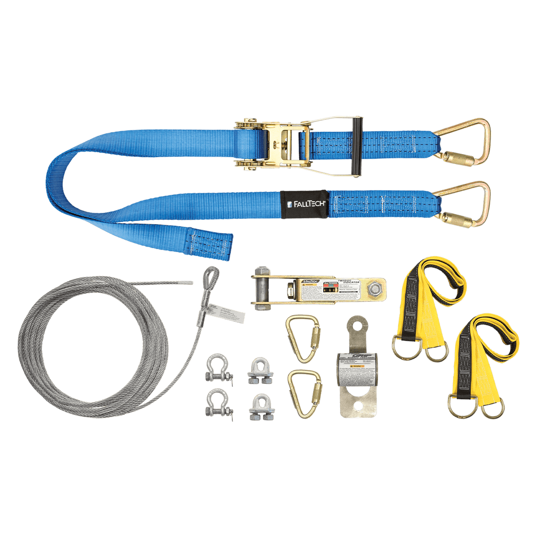 FallTech SteelGrip Plus Temp Cable HLL Kit with Ratchet Strap Tensioner ...