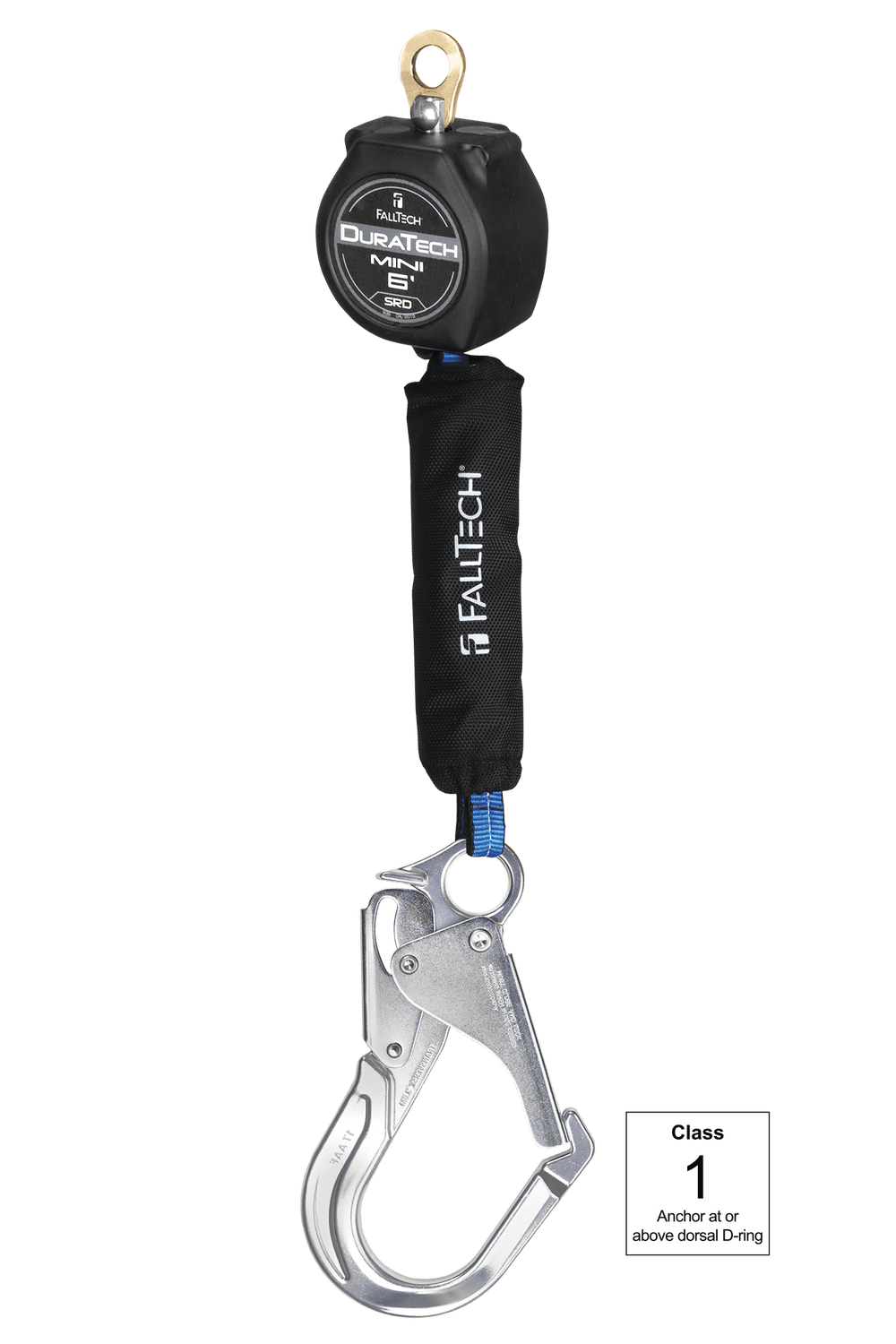 FallTech 6' Web Mini SRD Single-leg Swivel Eye+Alum Rebar Hook