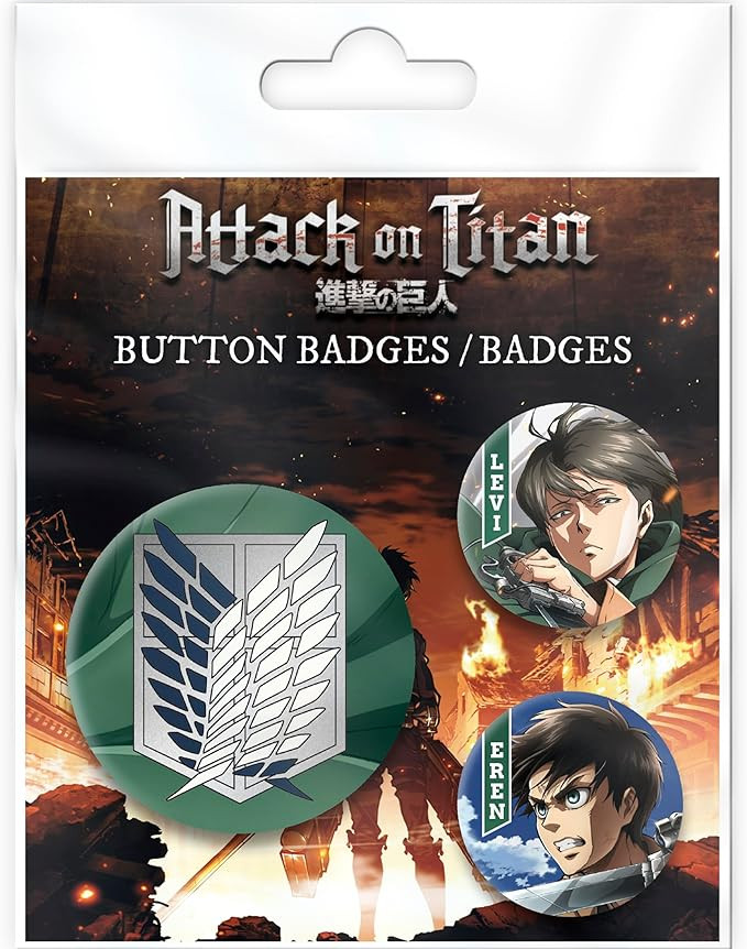 Attack On Titan Eren & Levi 3 Badge Pack
