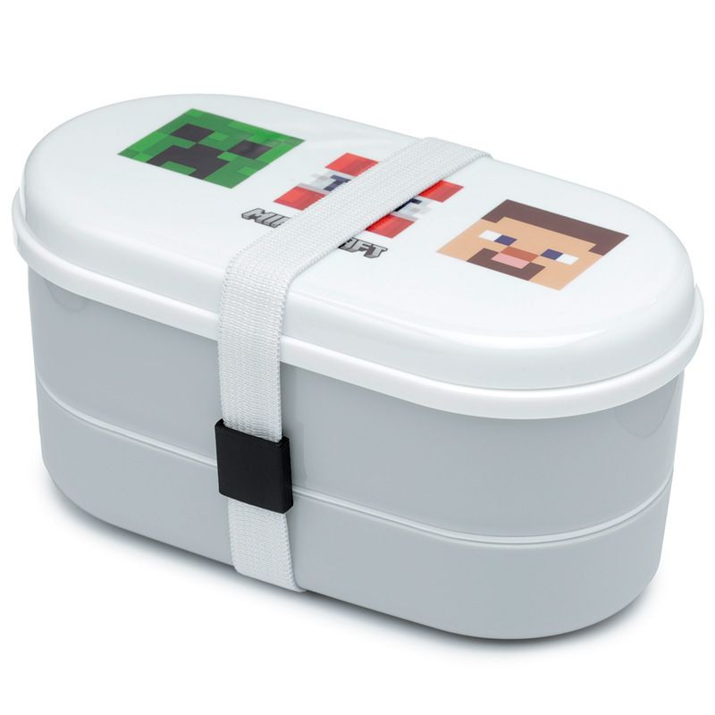 Minecraft Faces Bento Stacking Lunch Box Spoon & Fork